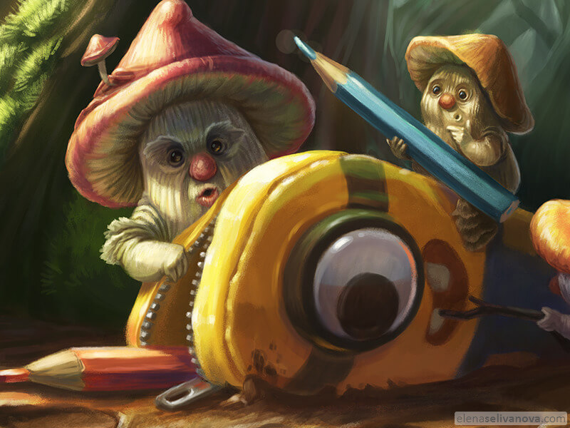 Minion in mystery forest - Art of Elena Selivanova